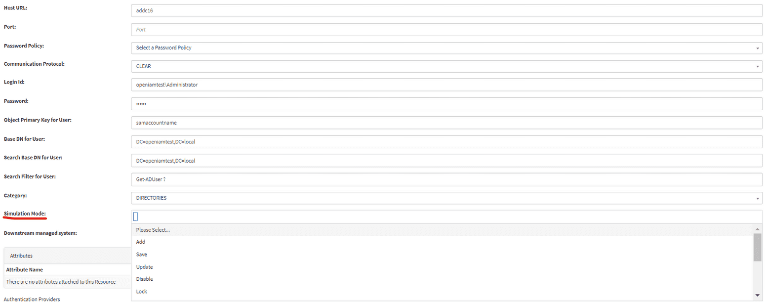 Managed System Simulation Mode